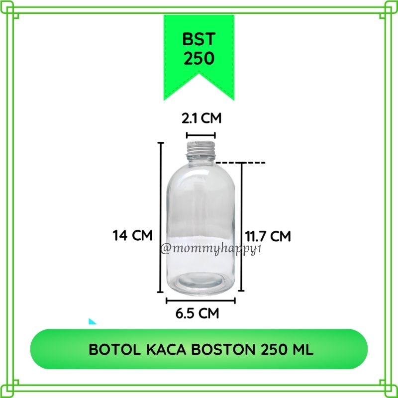 Jual (6 pcs) Boston Botol Kaca Bulat / Botol Beling Ukuran 250 ml ...