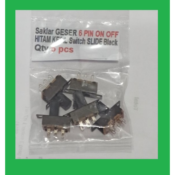 Jual Qty 5 pcs Saklar GESER 6 PIN ON OFF HITAM KECIL Switch SLIDE Black ...