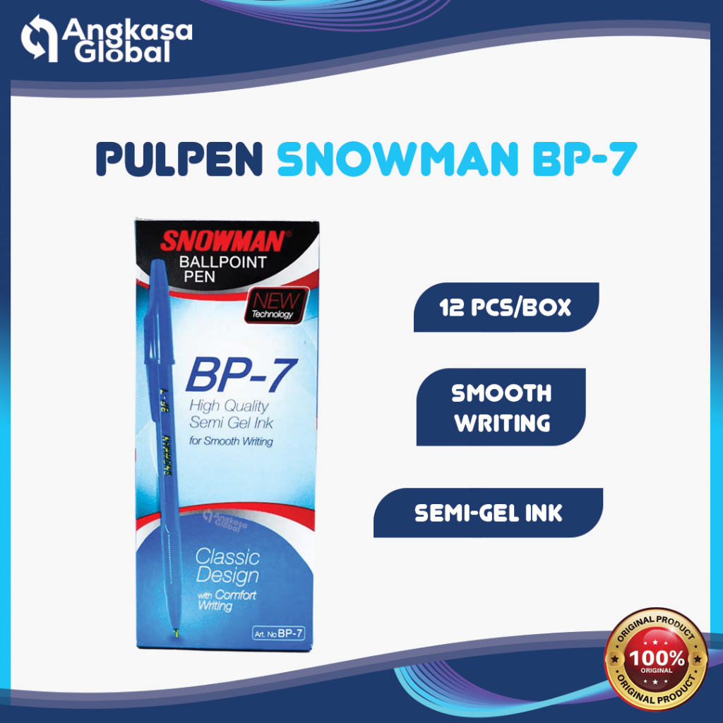 Jual PULPEN SNOWMAN BP-7 (1LSN/12PCS) | Shopee Indonesia