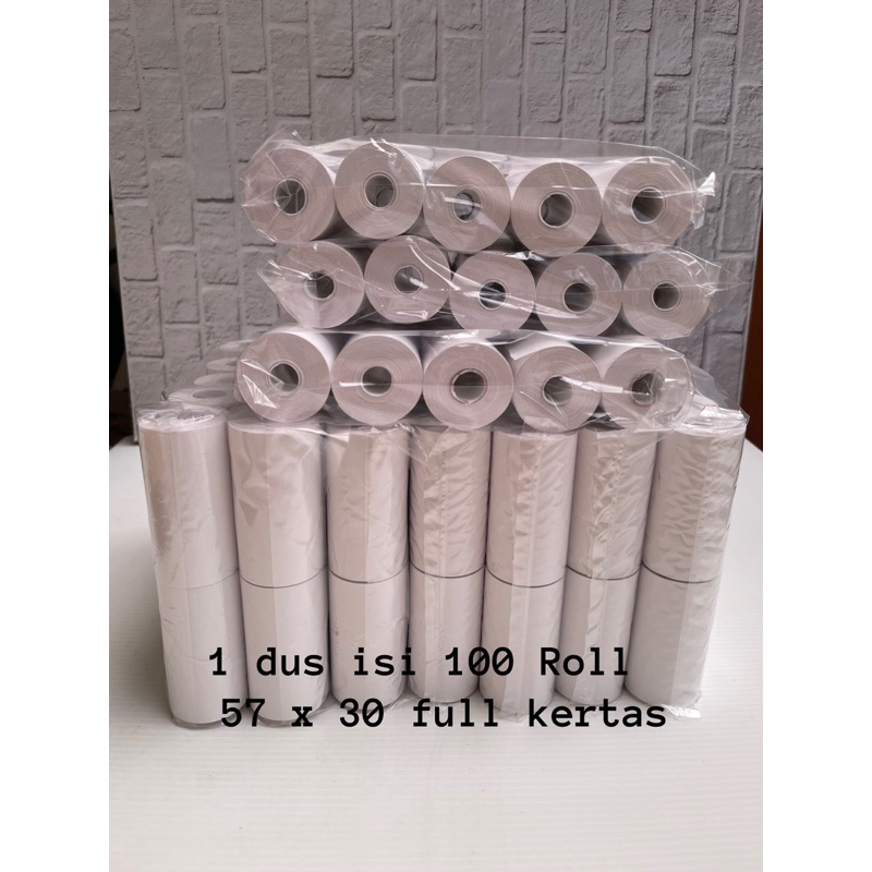 Jual 1 Dus (100roll) Kertas kasir Thermal Paper 57x30 Tanpa Bungkus edc ...