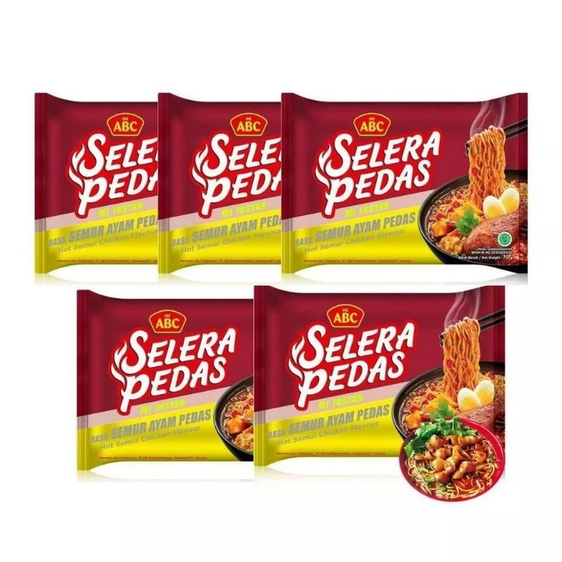 Jual Mie ABC selera pedas 70g x 5 pcs | Shopee Indonesia