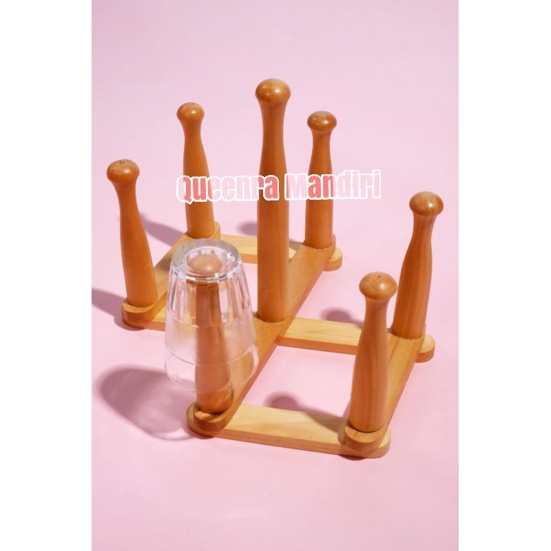 Jual Queenra Winazar - Rak Gelas Kayu Pinus Halus Tebal Tempat Gelas ...