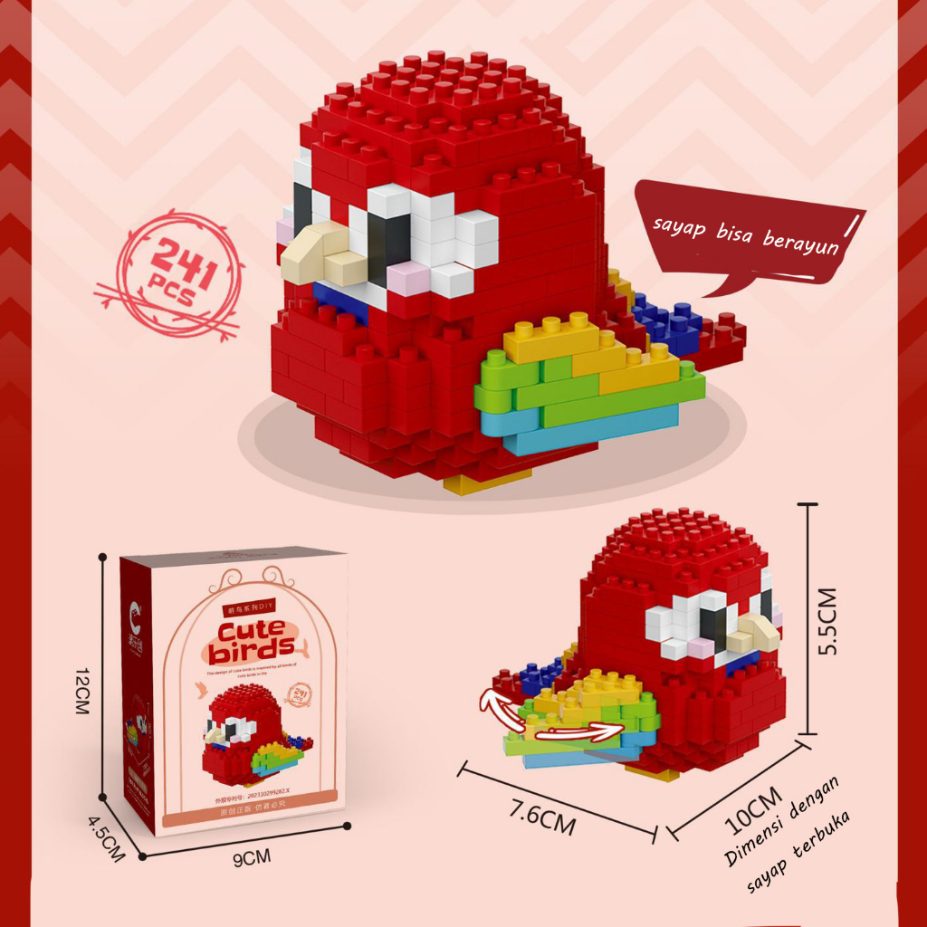 Jual LELE BROTHER 3D Puzzle Mainan Balok blok bangunan burung yang lucu ...