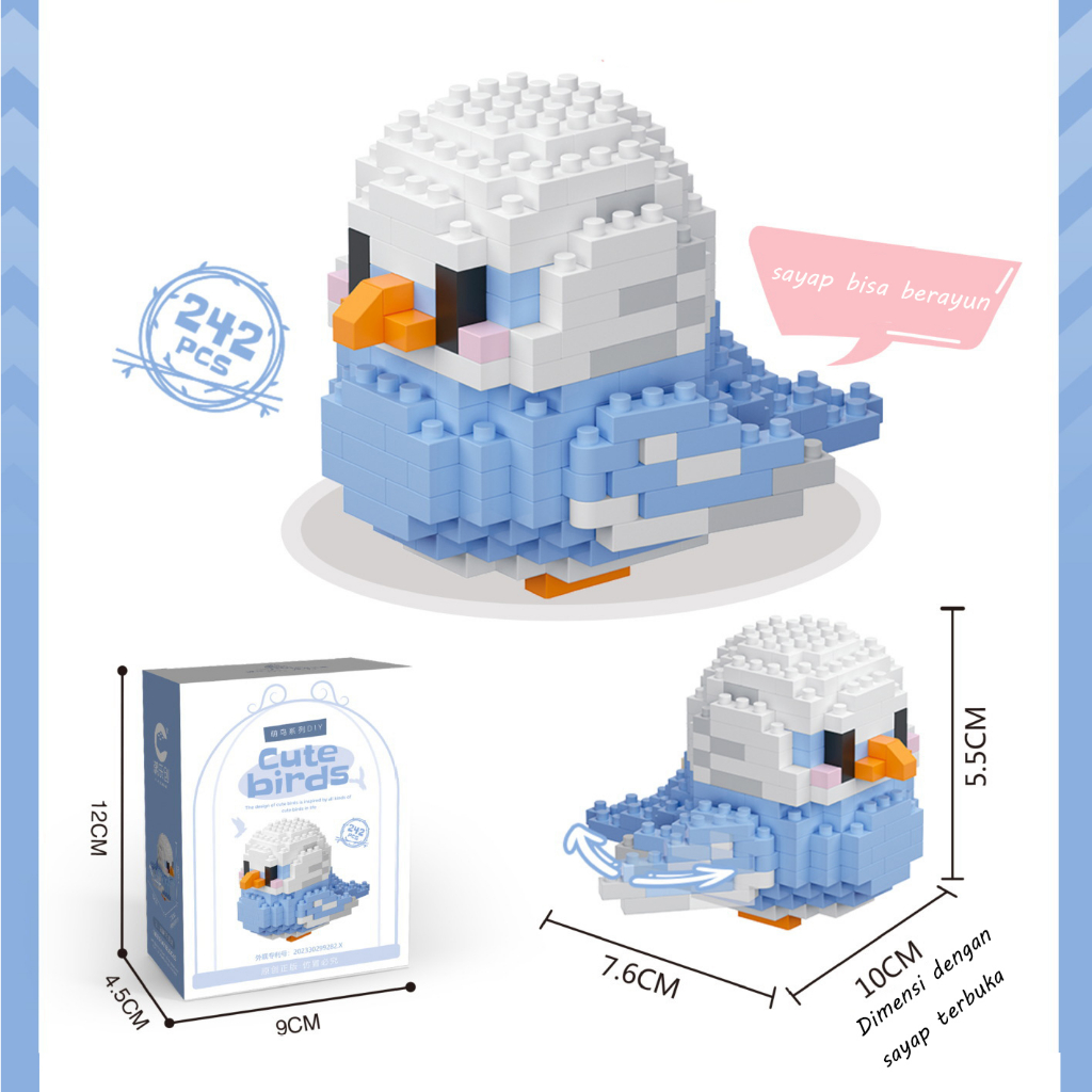 Jual LELE BROTHER 3D Puzzle Mainan Balok blok bangunan burung yang lucu ...