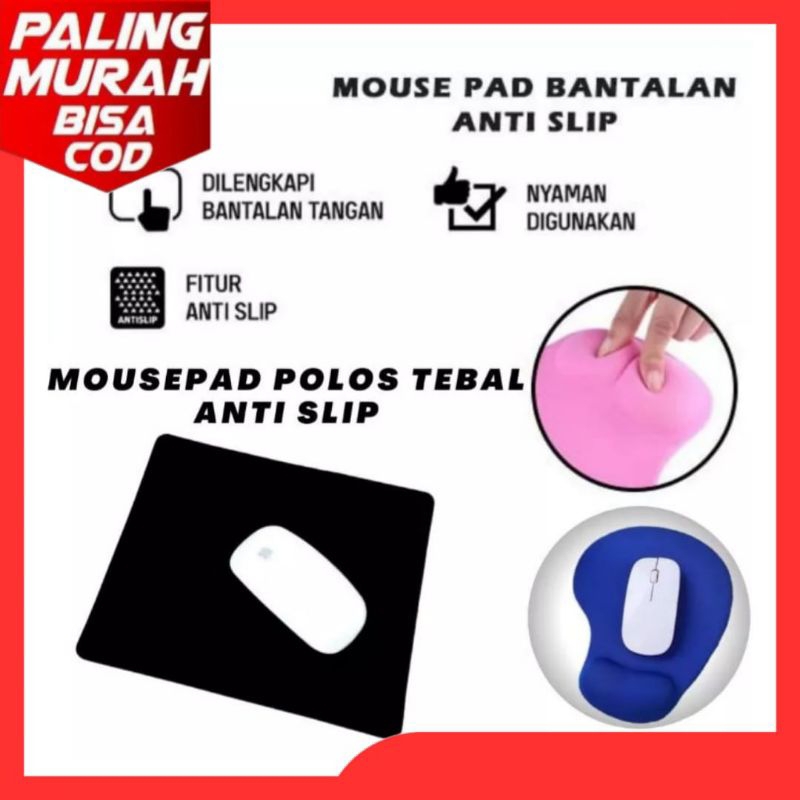 Jual Mousepad Gell Anti slip Original Hitam Polos/Alas Mouse/Mouse Pad ...