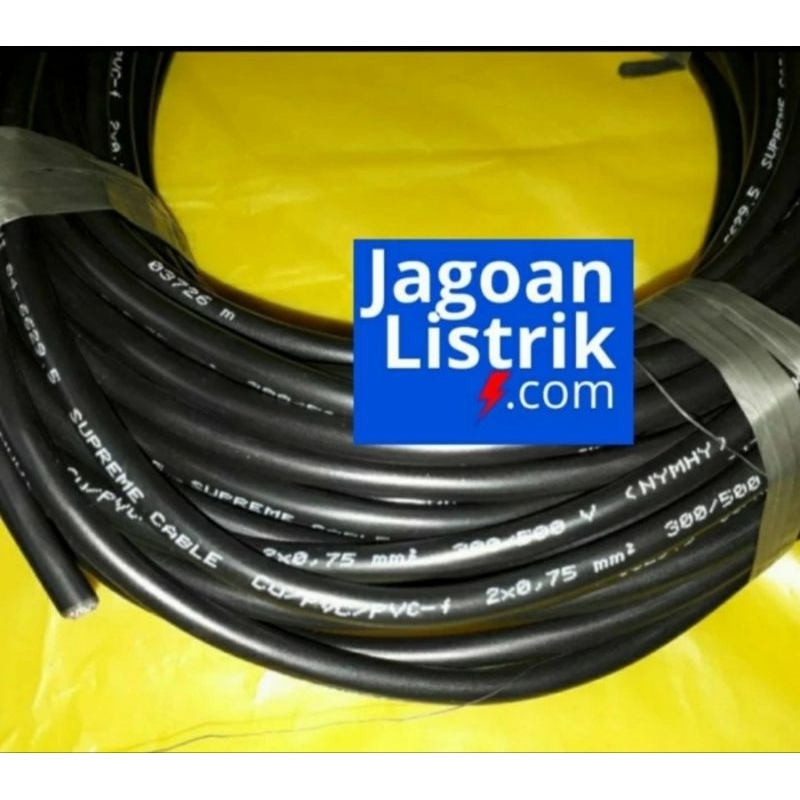 Jual Kabel Listrik Serabut NYYHY 2x0.75 Supreme Hitam Ecer NYMHY Hitam 2 x 0.75 mm Black Ecer ...
