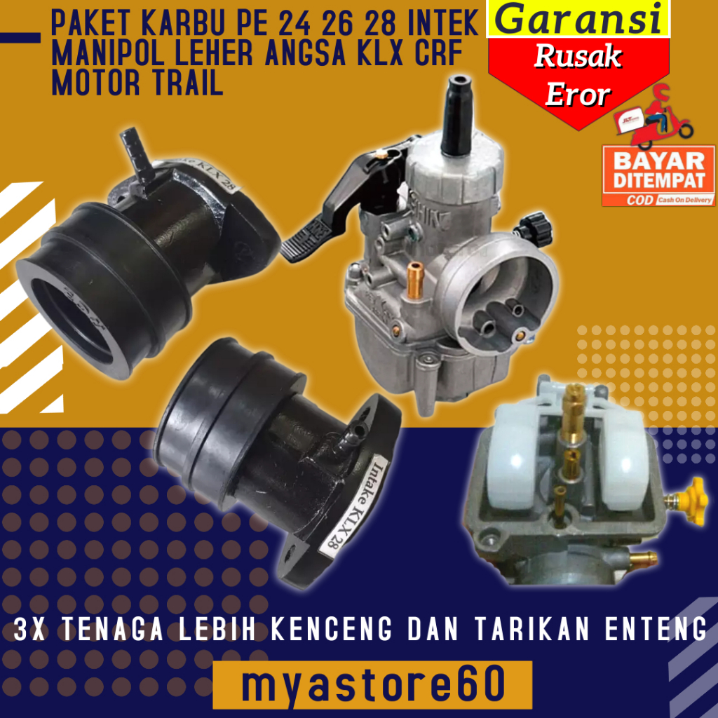 Jual Paket Spesial Karbu Karburator PE 24 26 28 Intek Manipol Manipul Leher Angsa KLX CRF MOTOR ...