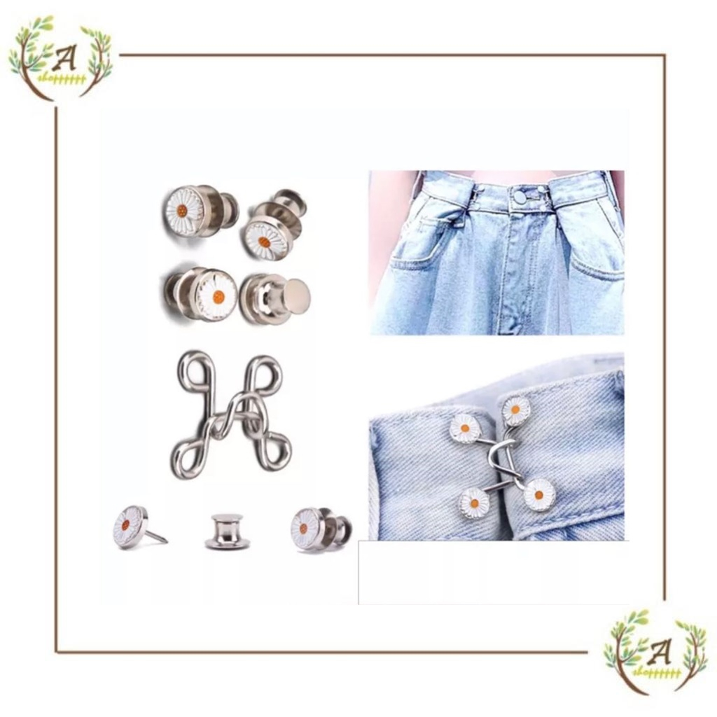 Jual kancing jeans logam simple adjustable motif bunga daisy kait ...