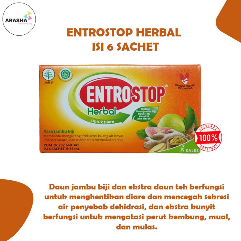 Jual Entrostop Cair Herbal Obat Diare Mencret Praktis Box 6 Sachet 15 ...