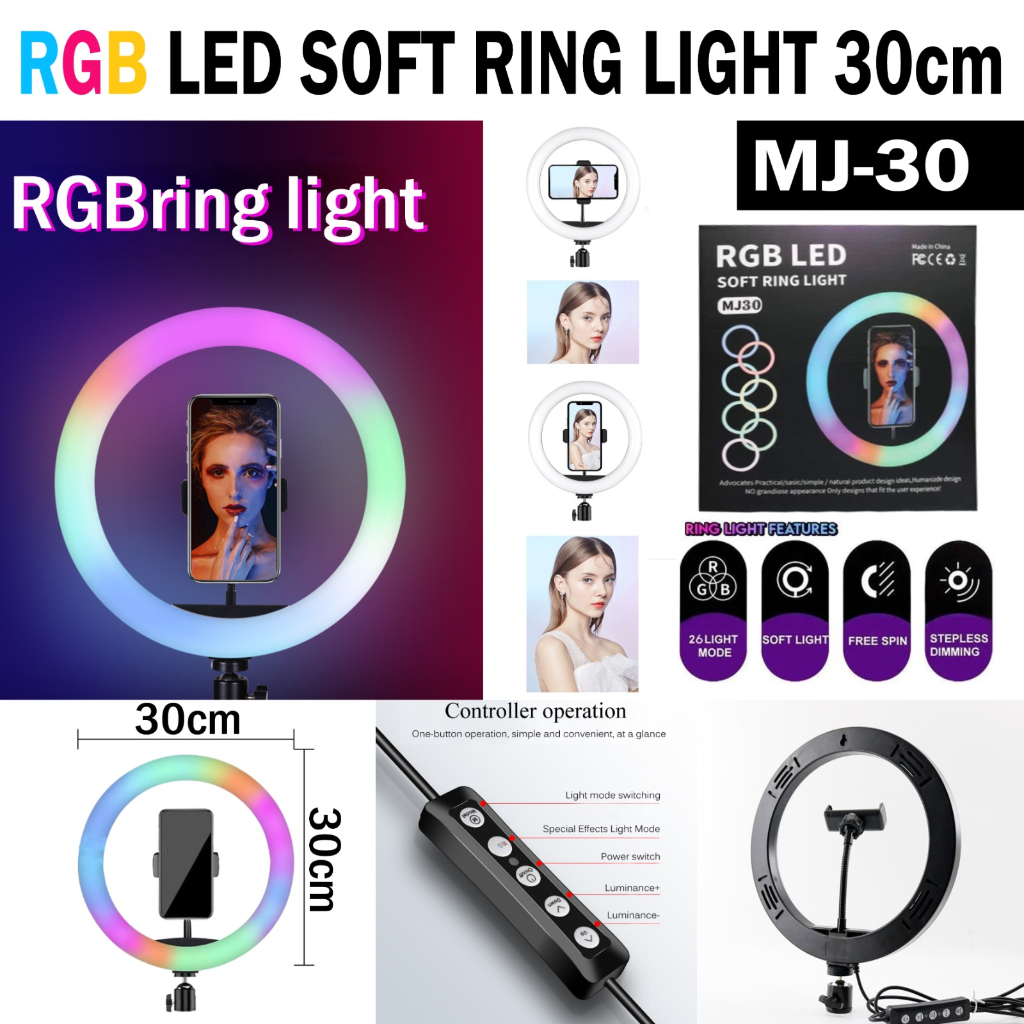 Jual Ring Light LED Live Broadcast RGB LED Soft Ring Light Diameter 30 cm MJ-30 | Shopee Indonesia
