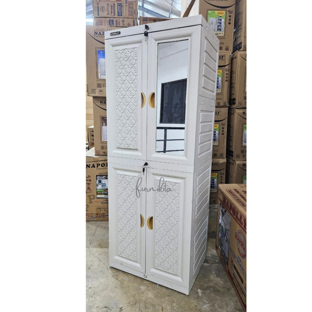 Jual LEMARI PAKAIAN PLASTIK NAPOLLY MCAB 44 CERMIN LAMPION | Shopee Indonesia