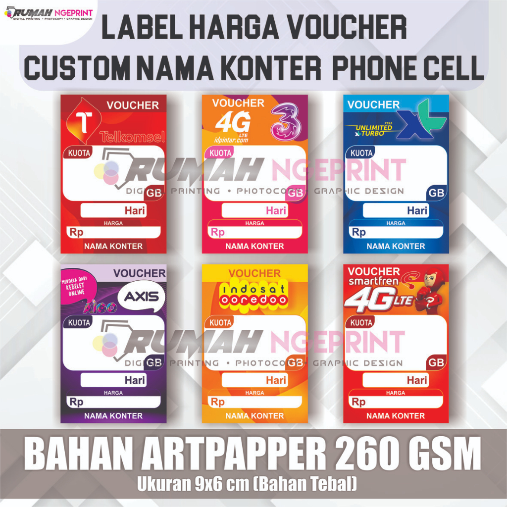 Jual Cetak Label Harga Paket Data / Etalase Konter Murah / Label ...