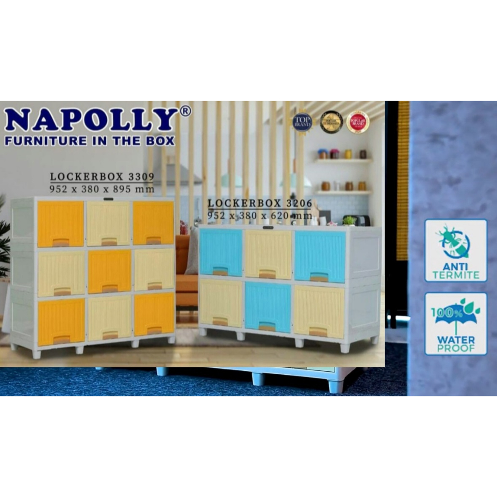 Jual Lemari Plastik Napolly Locker Box Triple Flip 2 Susun dan 3 Susun ...