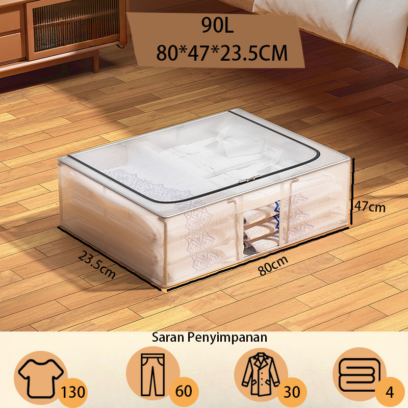 Jual 60L/80L/90L Di bawah tempat tidur kotak penyimpanan storage box transparan yang tahan ...