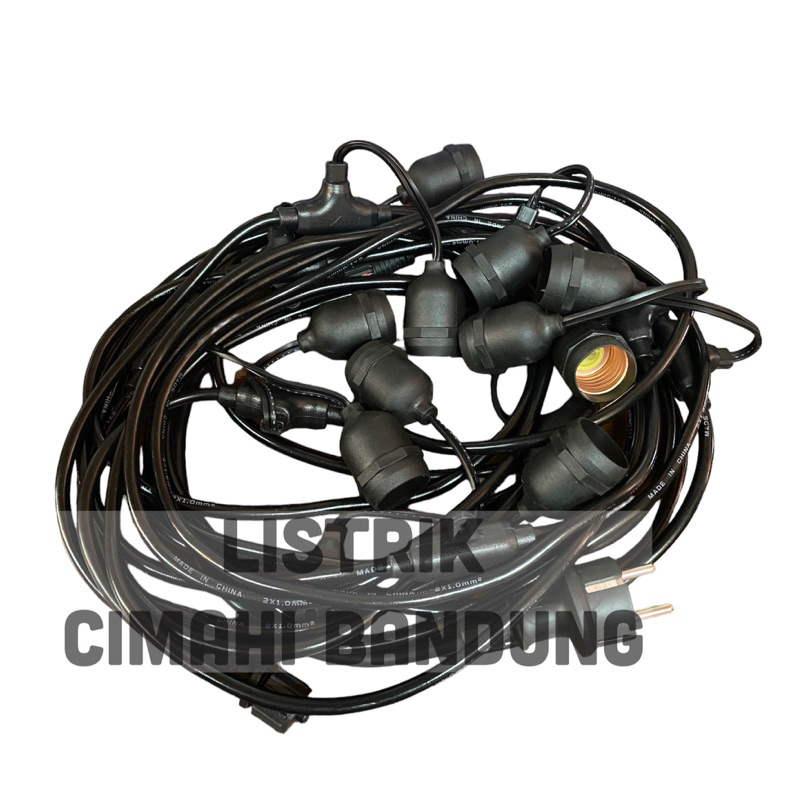 Jual fitting lampu gantung cafe 10 meter 10 fitting e27 outdoor | Shopee Indonesia