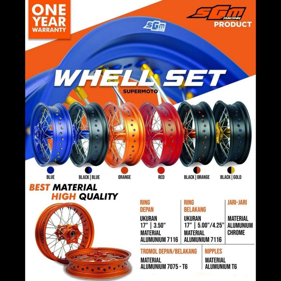 Jual WHEEL SET SUPERMOTO KTM HUSQVARNA SGM RACING | Shopee Indonesia