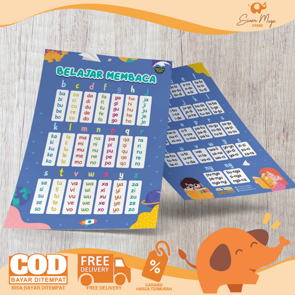 Jual AMAZING Poster Belajar Membaca / Poster Edukasi Anak (2 in 1 ...