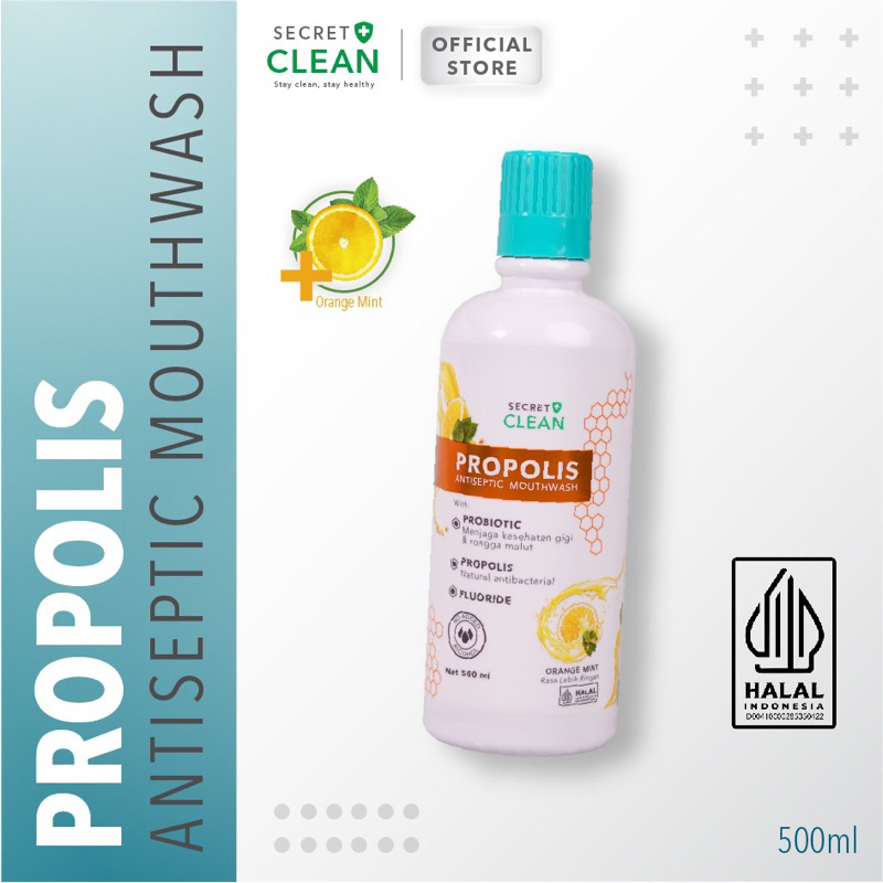 Jual SECRET CLEAN Orange Mint Propolis Antiseptic Mouthwash | 500 ml ...