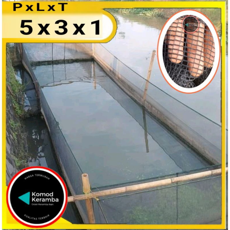 Jual keramba ikan 5x3x1 hapa jaring apung waring hitam tanjaran kotak ...