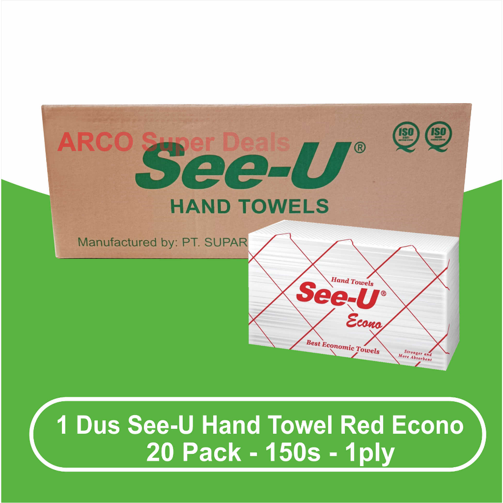 Jual 1 DUS Tissue See-U Hand Towel Red Econo Tissue Wastafel Lap Tangan ...