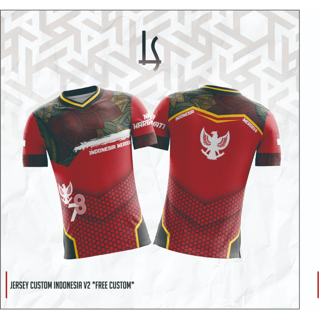 Jual Jersey Custom Indonesia V2 Full Printing,Free Custom (BISA SATUAN ...