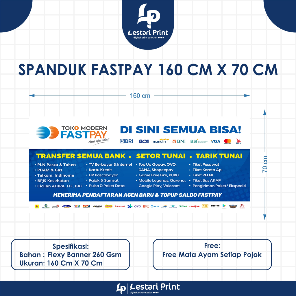 Jual SPANDUK BANNER TOKO MODERN FASTPAY / 160 CM X 70 CM / LESTARI ...