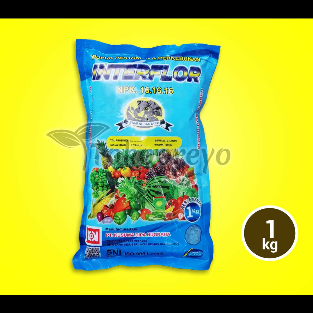Jual PUPUK INTERFLOR NPK 16 16 16 BERAT 1 KG KEMASAN PABRIK | Shopee Indonesia