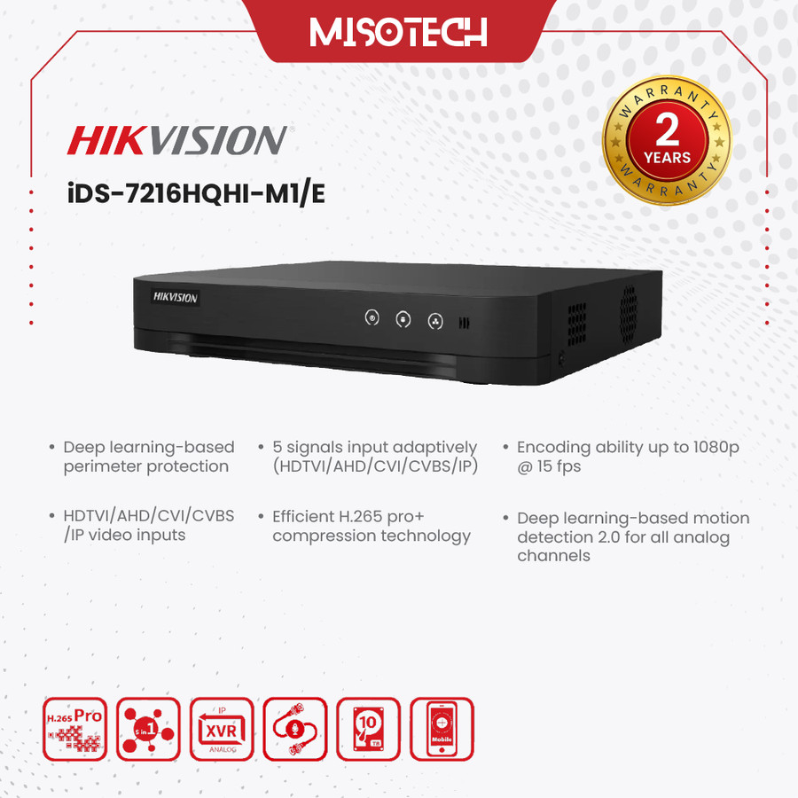 Jual DVR 16CH HIKVISION 5MP iDS-7216HQHI-M1/E 3K LITE 1 HDD ACUSENSE ...