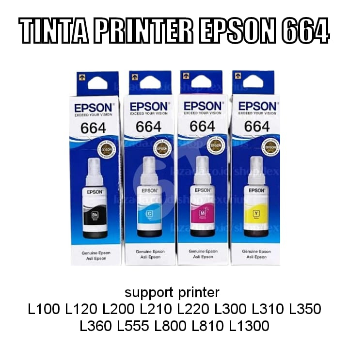 Jual 1 set 4pcs Tinta Epson 664 For Printer L100 L110 L120 L200 L210 L220 L300 L 310 L350 LL360 ...