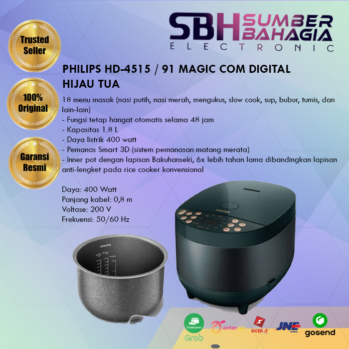 Jual PHILIPS HD-4515 / 91 MAGIC COM DIGITAL HIJAU TUA (NEW) (KHUSUS ...