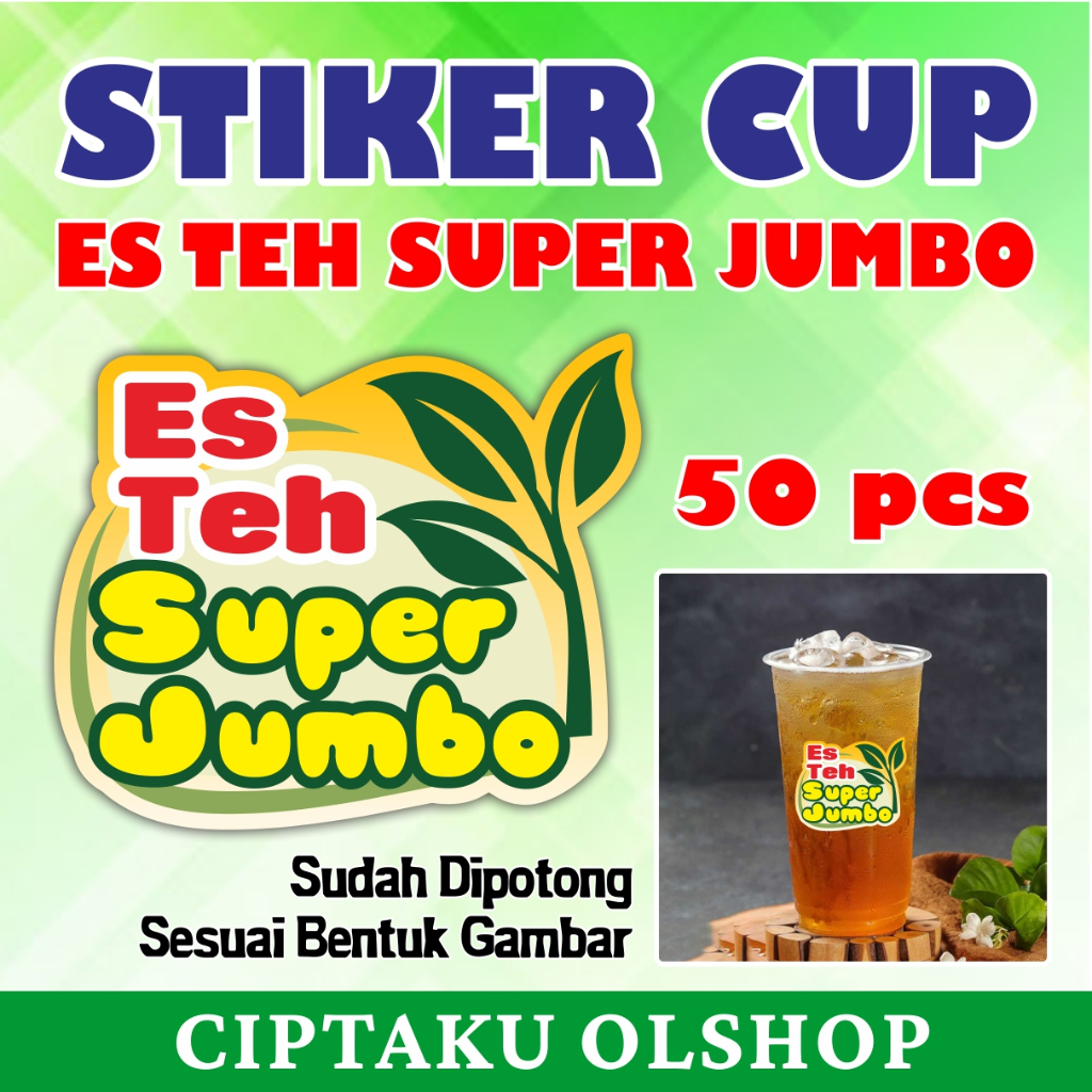 Jual stiker label cup minuman es teh super jumbo | Shopee Indonesia