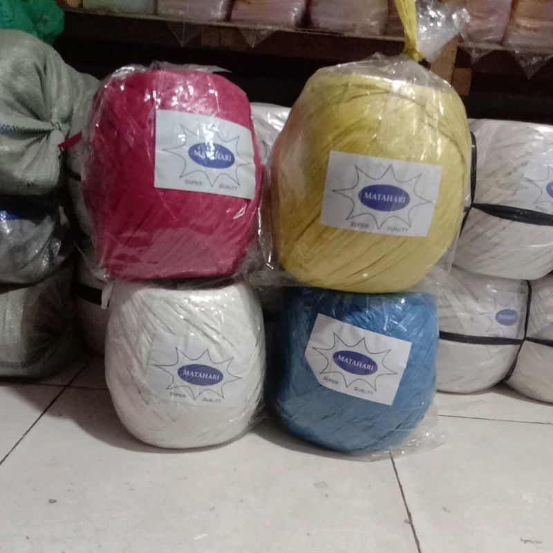 Jual Tali Rafia MERAH | PUTIH | KUNING | BIRU Tali Plastik Warna ...