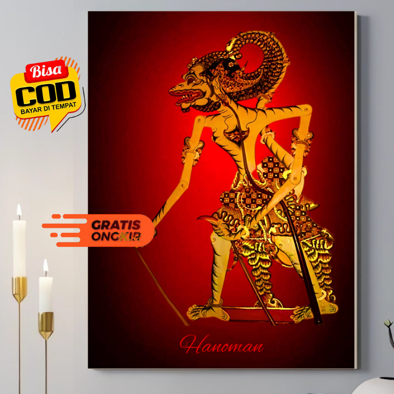 Jual Poster Wayang Kulit Hanoman Untuk Hiasan Dinding Atau Pajangan ...
