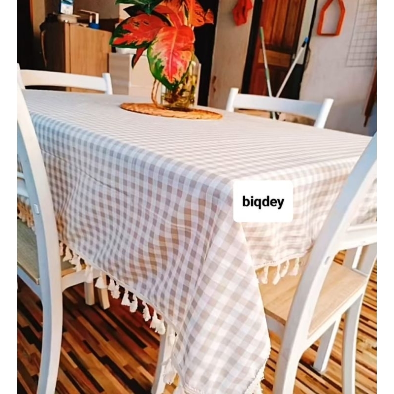 Jual taplak meja renda rumbai motif kotak 1cm | Shopee Indonesia