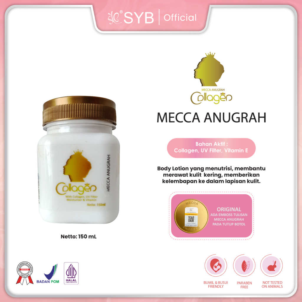 Jual SYB MECCA ANUGRAH COLLAGEN BODY LOTION (BITCOL) ORIGINAL 100% BPOM | Shopee Indonesia