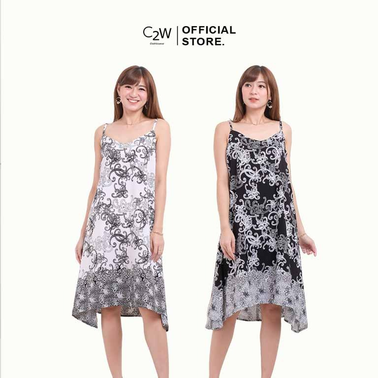 Jual C2W Clothtowear Dress Batik Wanita All Size Satin Women's Clothes 964-BLW | Shopee Indonesia