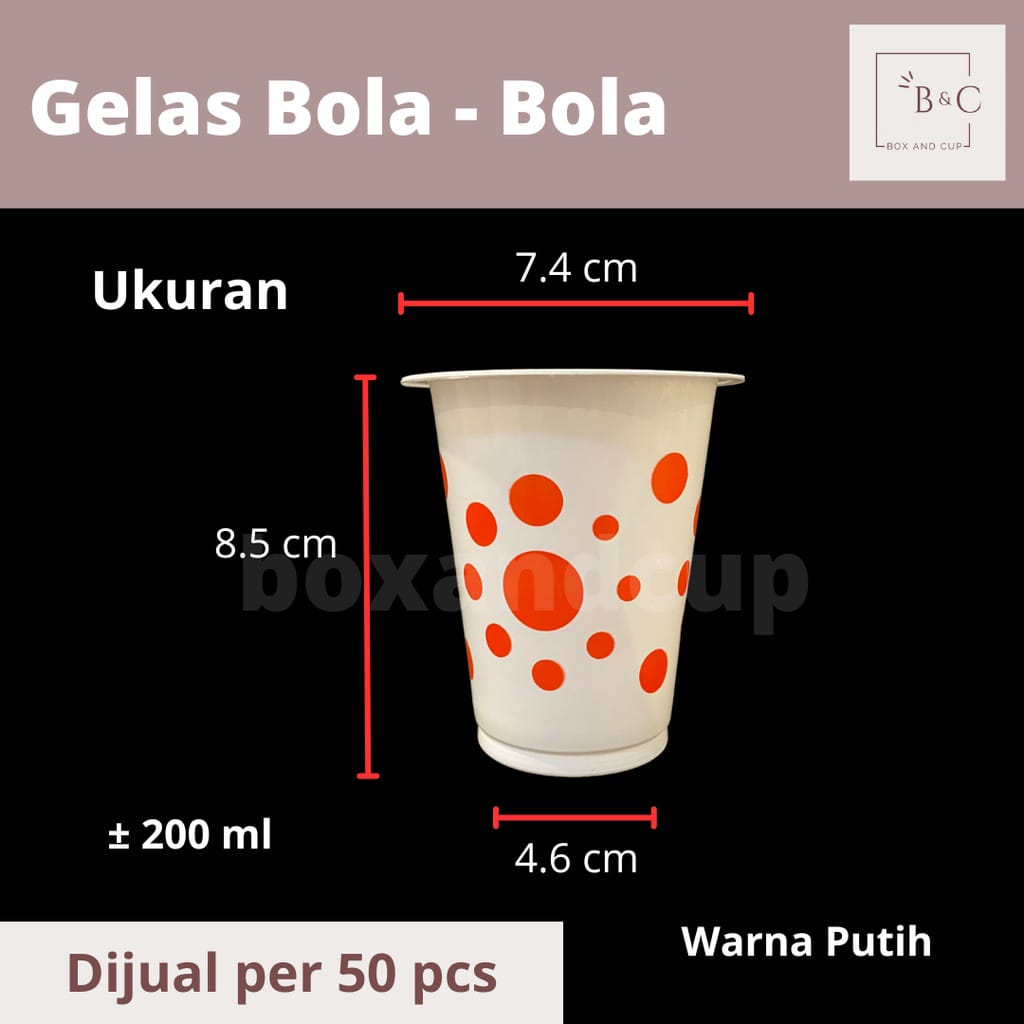 Jual Gelas / Cup Plastik Motif Bola - Bola / Polkadot Merah Putih Susu ...