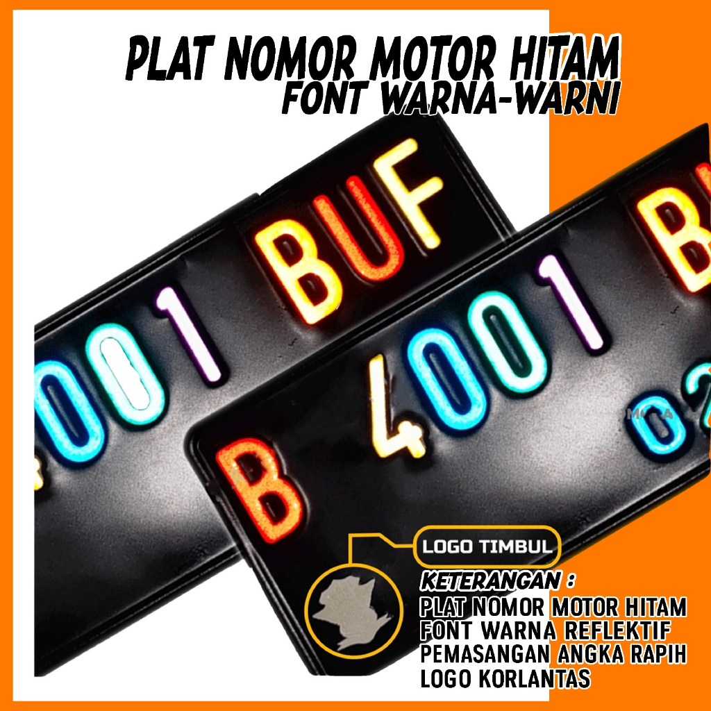 Jual Plat Nomor Motor Hitam Angka Font Variasi Warna Warni Promo Murah ...