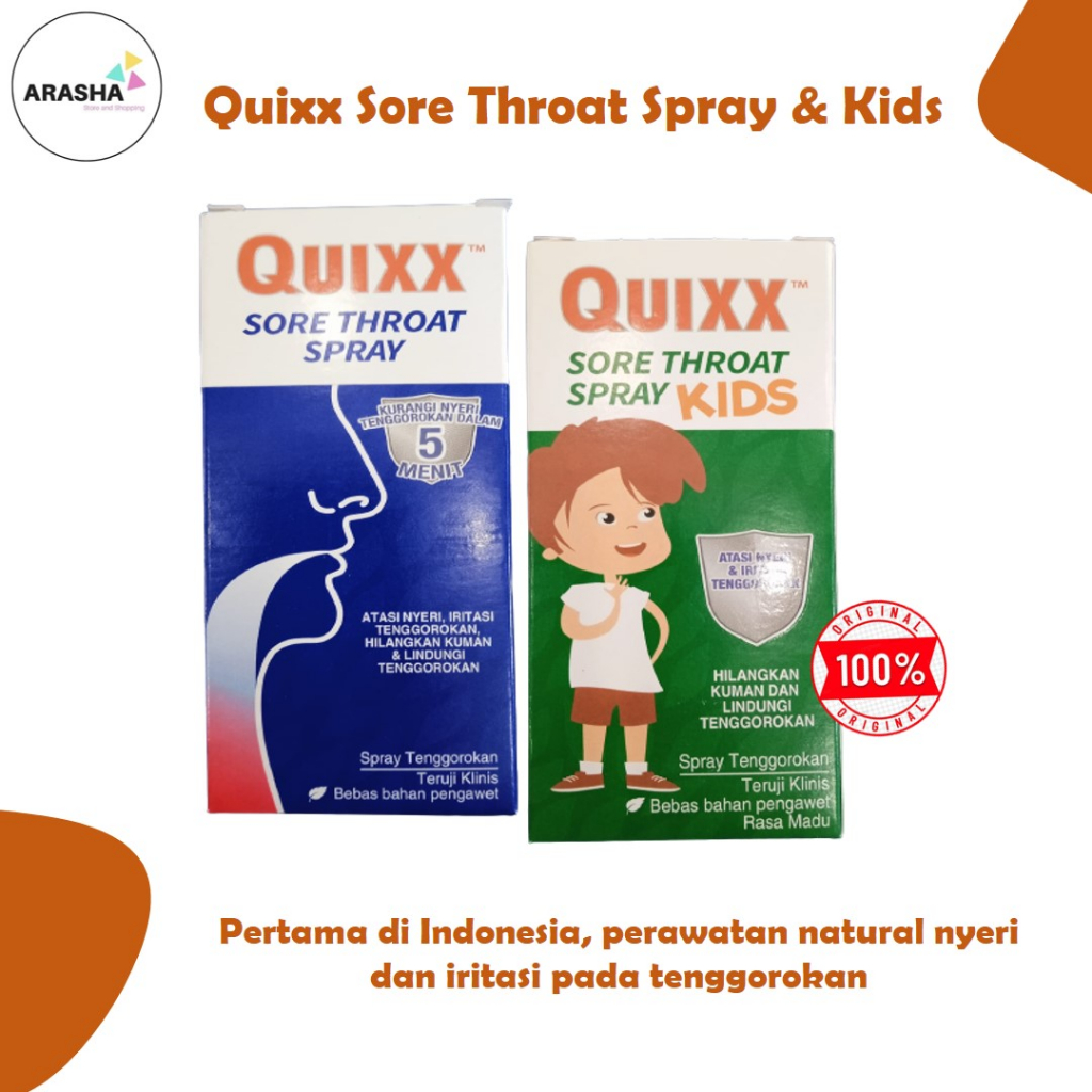 Jual Quixx Sore Throat Spray & Kids - perawatan natural nyeri dan ...