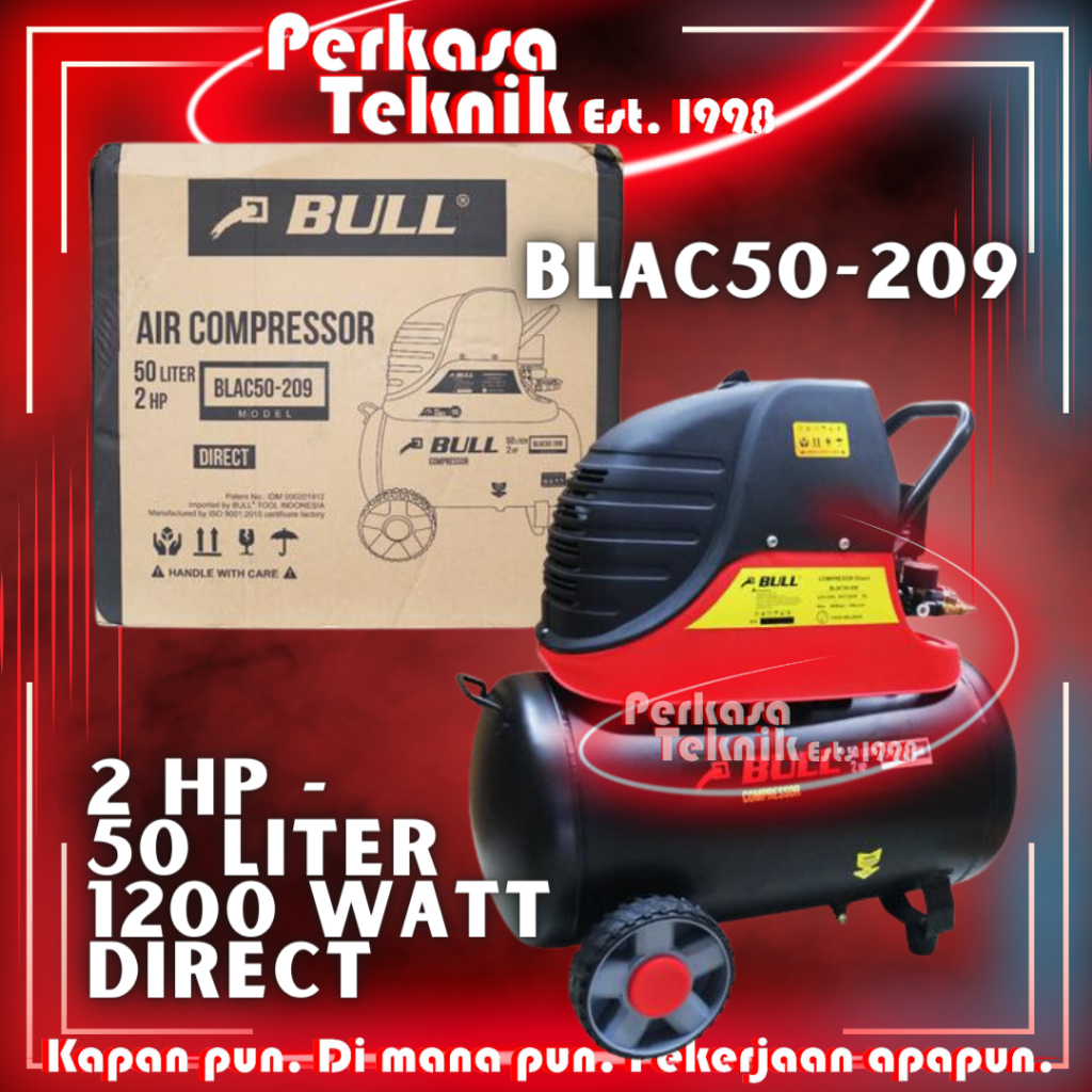 Jual BULL BLAC50-209 Kompresor Angin DIRECT 50 Liter 2 HP OLI Air ...