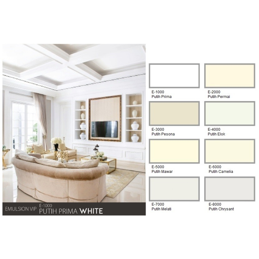 Jual Cat Tembok Dinding Dalam Interior Mowilex 2,5Liter E1000 VIP Putih ...