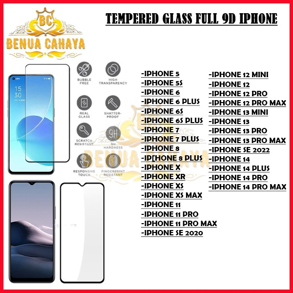 Jual TEMPERED GLASS FULL 9D IPHONE-5-5S-6-6-PLUS-6S-6S-PLUS-7-7-PLUS-8-8-PLUS-X-XR-XS-XS-MAX-11 ...