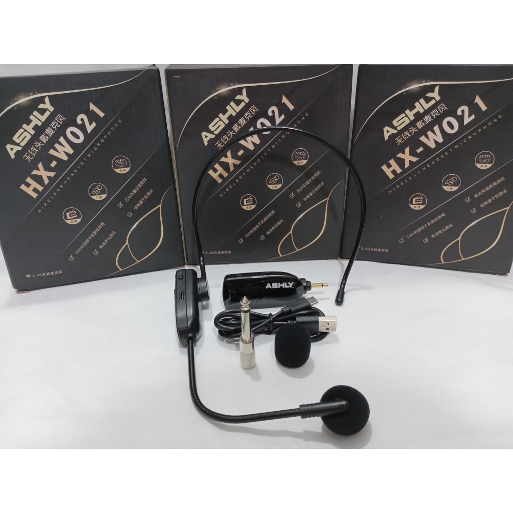 Jual Mic Bando Wireless Ashly Taffstudio Microphone 2.4G with Transmitter - HX-W021 | Shopee ...