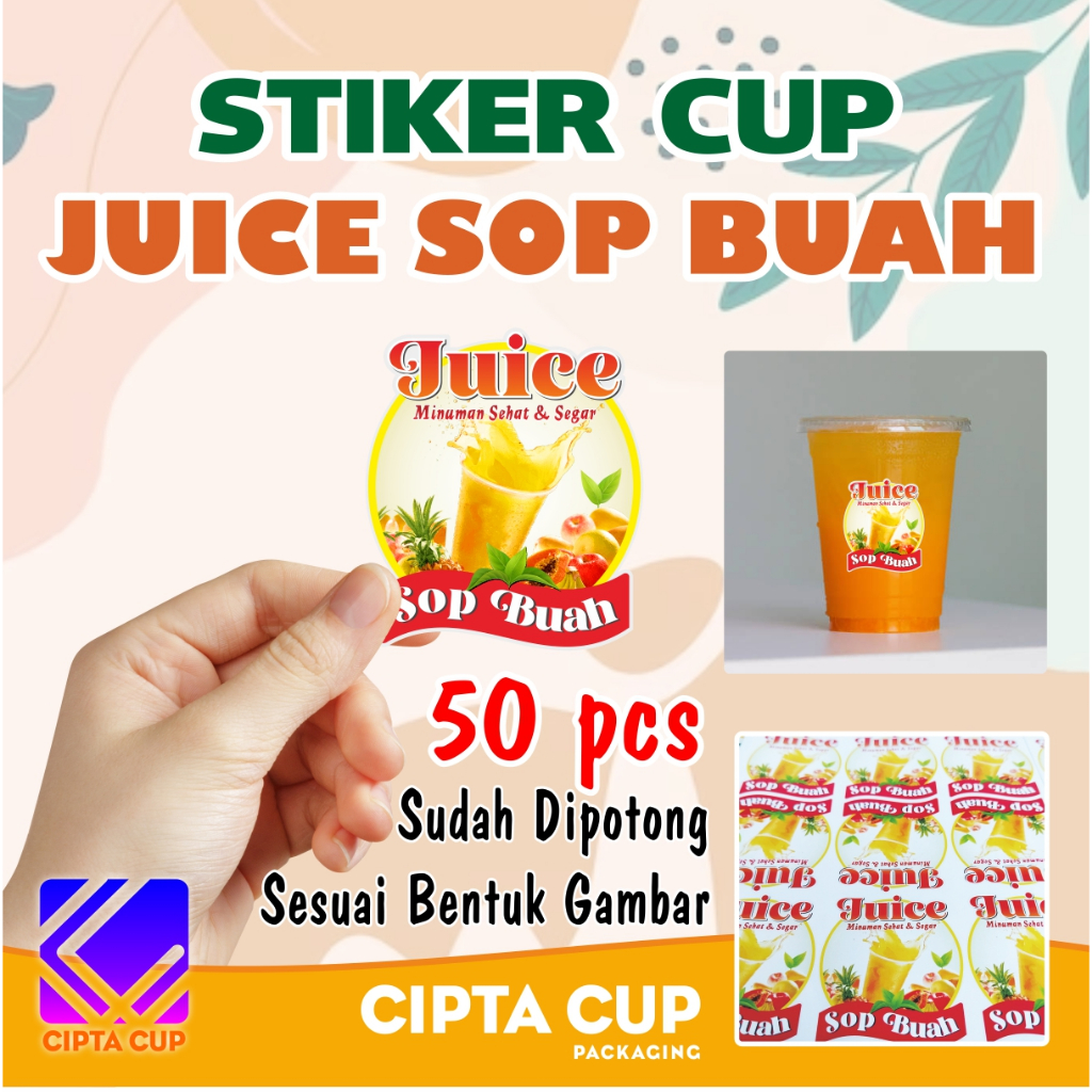Jual stiker label cup jus gelas minuman JUICE SOP BUAH | Shopee Indonesia