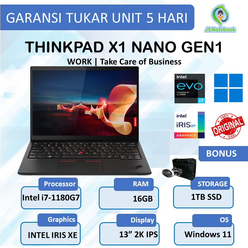 Jual LENOVO THINKPAD X1 NANO GEN1 TOUCH intel Vpro i7-1180G7 16GB 1TB ...