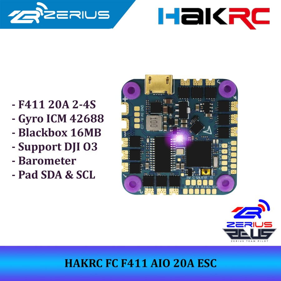 Jual HAKRC FC AIO F411 20A 2-4S ESC with Barometer | Shopee Indonesia