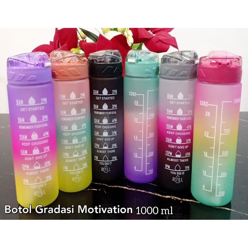 Jual Botol Motivasi 1 liter / Botol gradasi viral / botol gradasi 1 ...