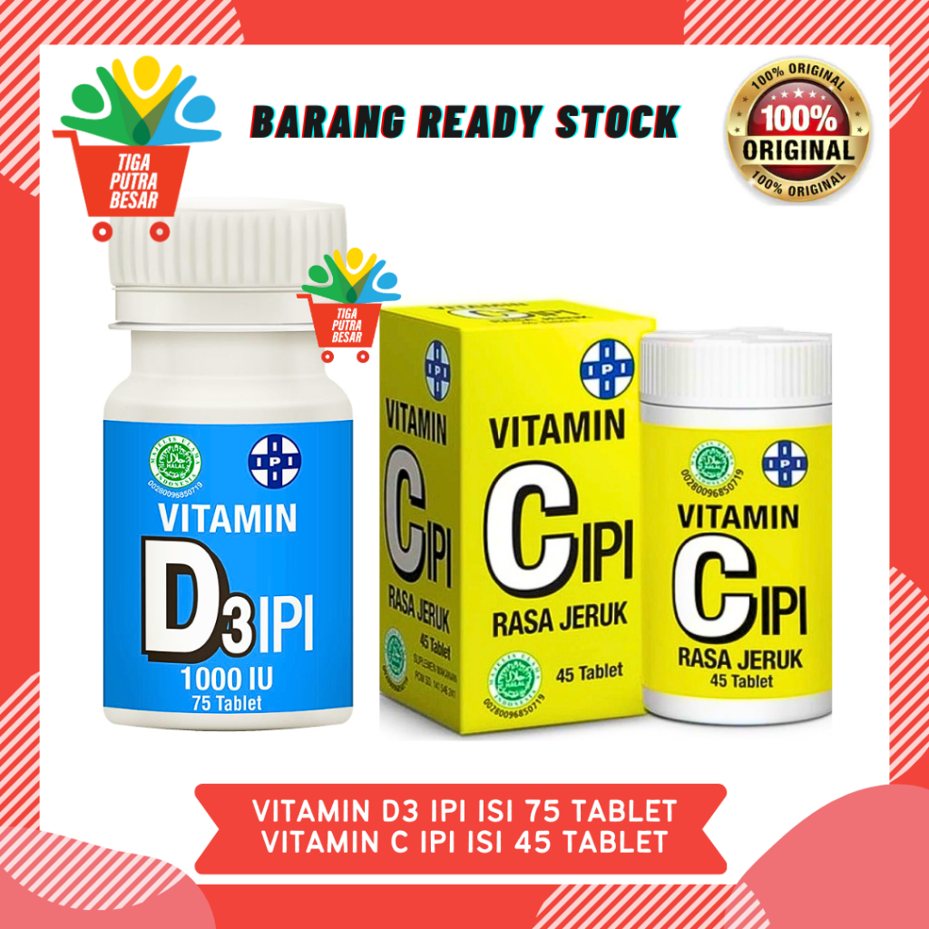 Jual PAKET VITAMIN D3 IPI 75 TABLET DAN C IPI 45 TABLET | Shopee Indonesia