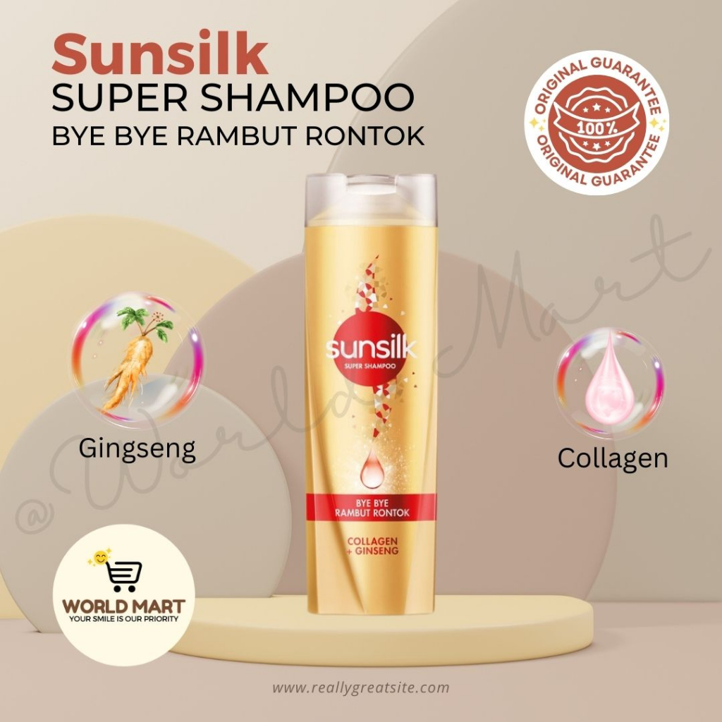Jual Sunsilk Super Shampoo Bye Bye Rontok Collagen Ginseng 300 mL ...