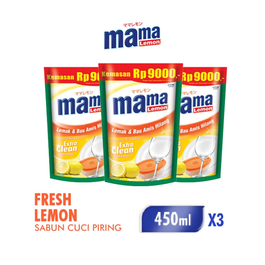 Jual Mama Lemon Fresh Lemon Pouch 450ml Triple Pack | Shopee Indonesia